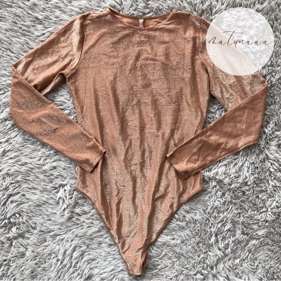 SKIMS | Tops | Skims Shimmer Long Sleeve Bodysuit In Sienna L | Poshmark